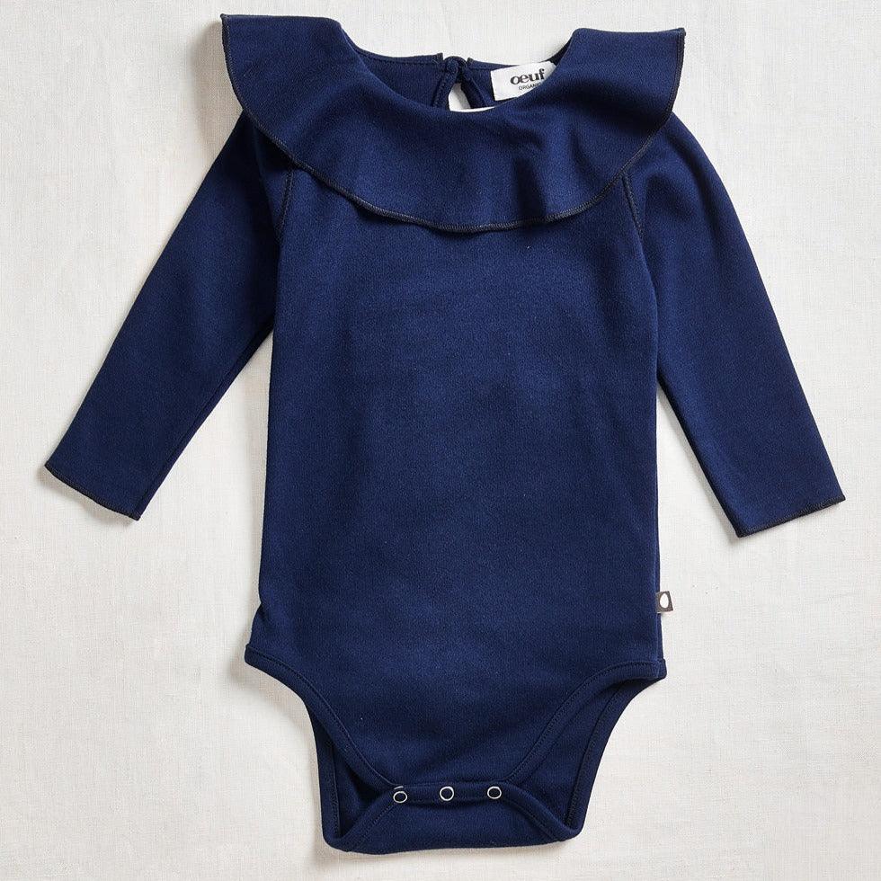 Oeuf Baby Ruffle Color Onesie-Indigo for Infants