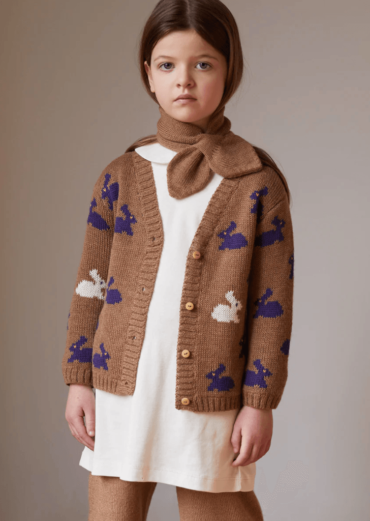 Shop Oeuf New York Alpaca Camel Bunny Motif Cardigan for Baby Toddlers