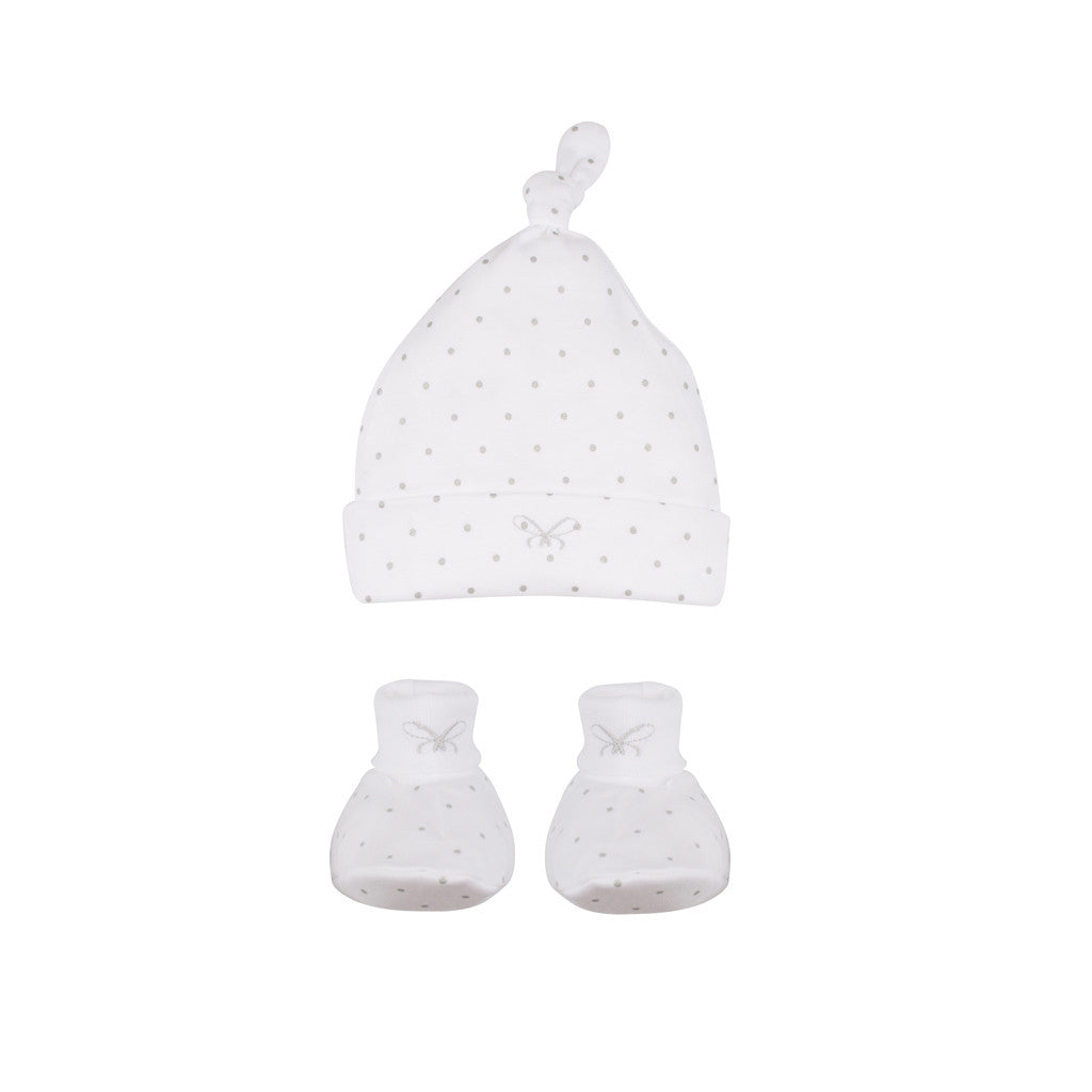 Livly Unisex Baby White Pima Cotton Saturday Tossie Hat Footies Set