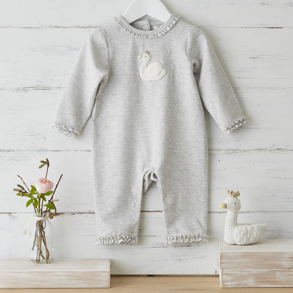 Shop Albetta British Baby Crochet Swan Babygrow Romper for Infants